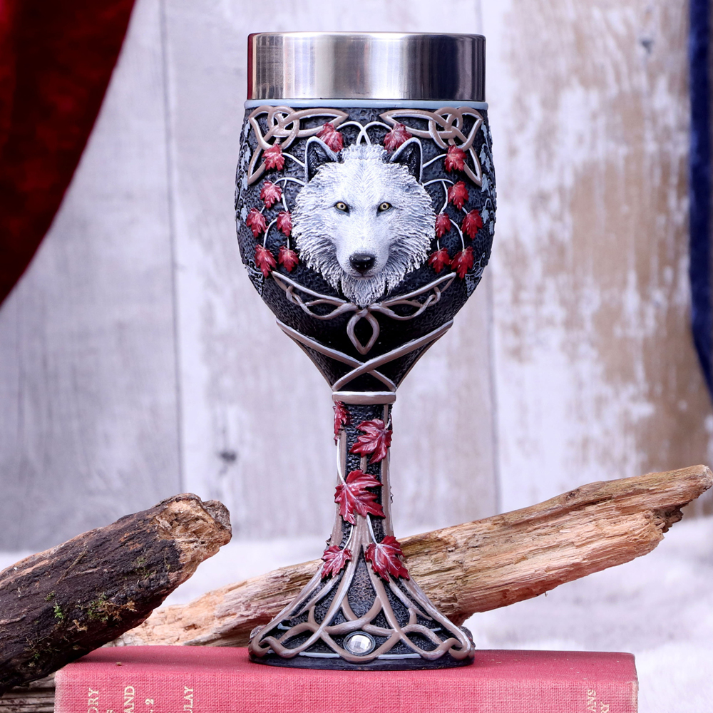 Lisa Parker Guardian of the Fall White Autumn Wolf Goblet | Epic Items
